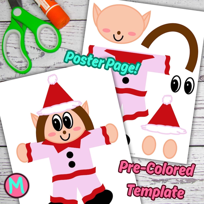 Girl Elf Craft Template: Christmas Cut & Glue Activity (printable) - Etsy