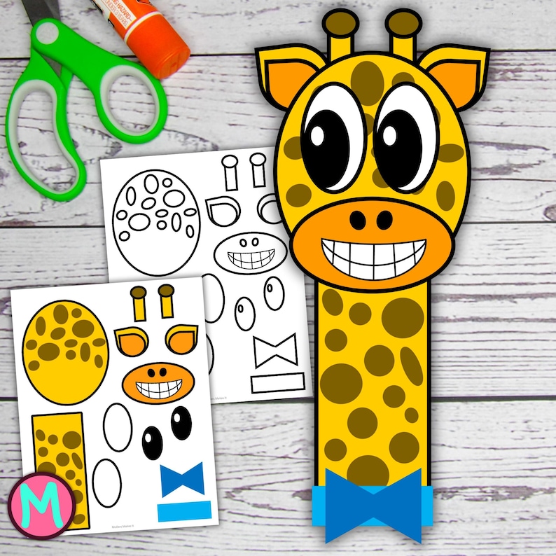 Giraffe Head Craft Template: Animal Cut & Glue Paper Craft (PDF) - Etsy
