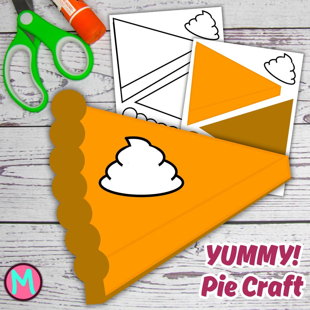 Slice of Pumpkin Pie Craft Template for Kids, DIY Pumpkin Pie Craft for ...