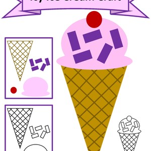 Ice Cream Craft Template for Kids, Preschool, Kindergarten, Elementary ...
