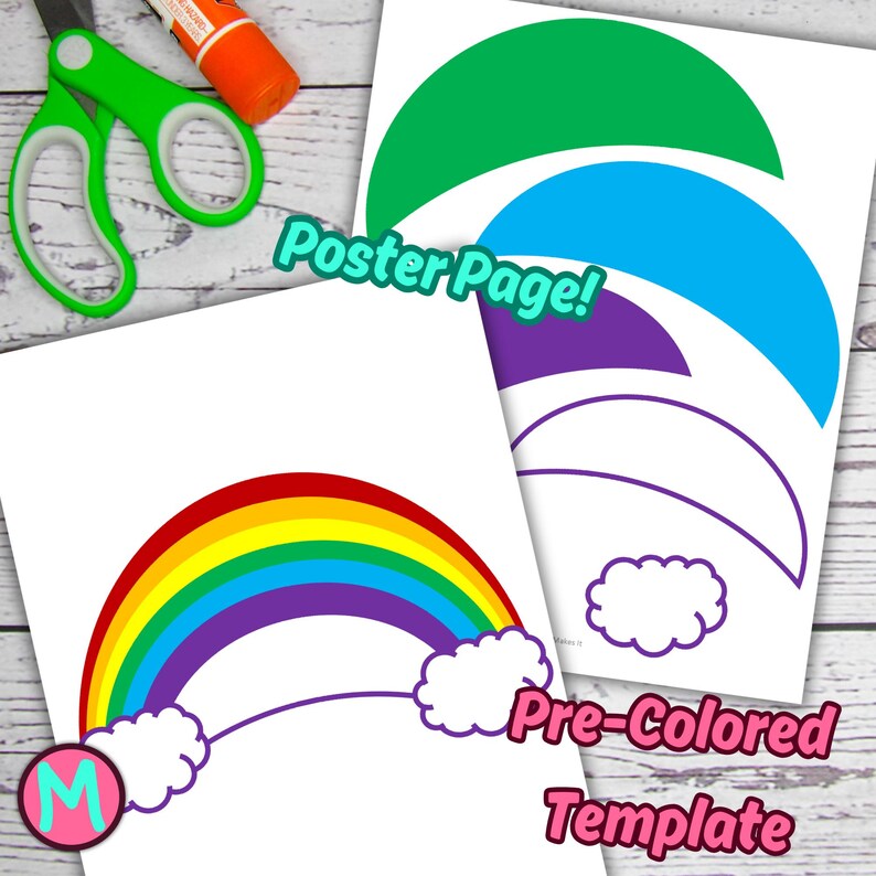 Rainbow Craft Template: Toddler Cut and Glue Activity (PDF) - Etsy