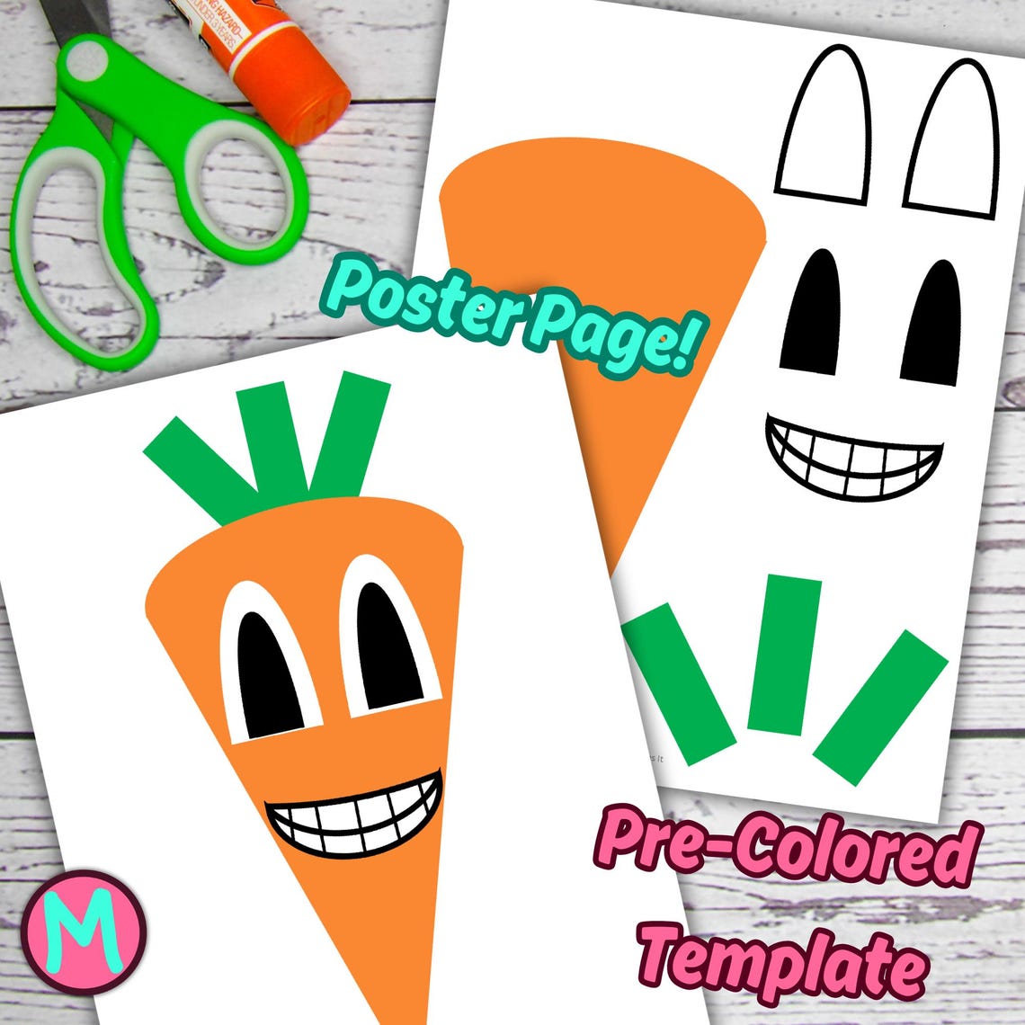 Carrot Craft Template for Kids, Preschool, Kindergarten, Elementary ...