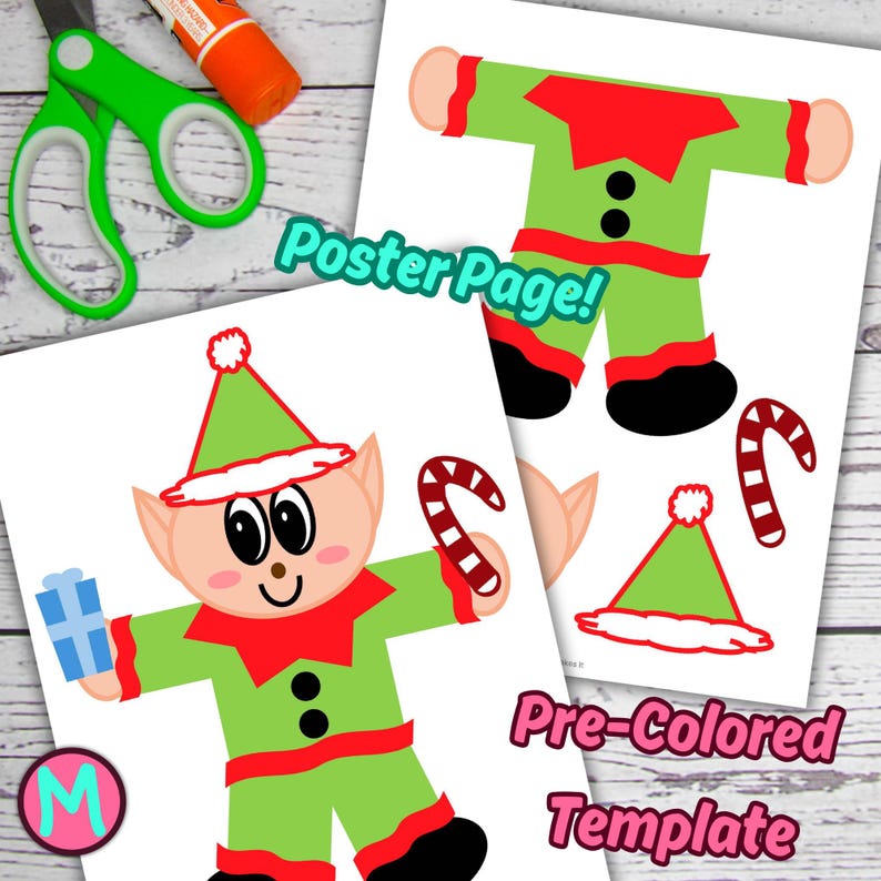 Elf Craft Template: Christmas Paper Craft for Kids (printable) - Etsy