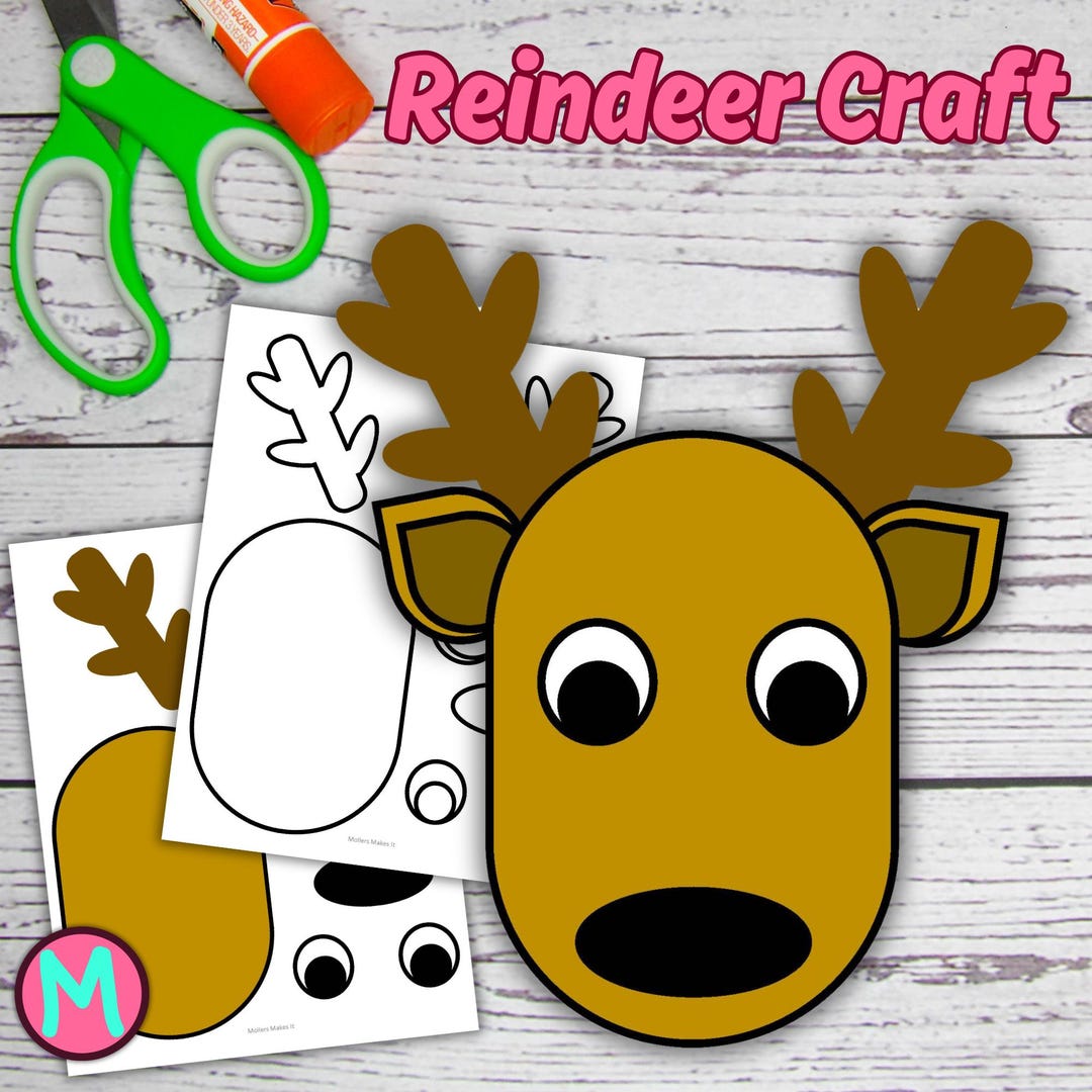 Reindeer Craft Template: Easy Cut & Glue Activity (PDF Download) - Etsy