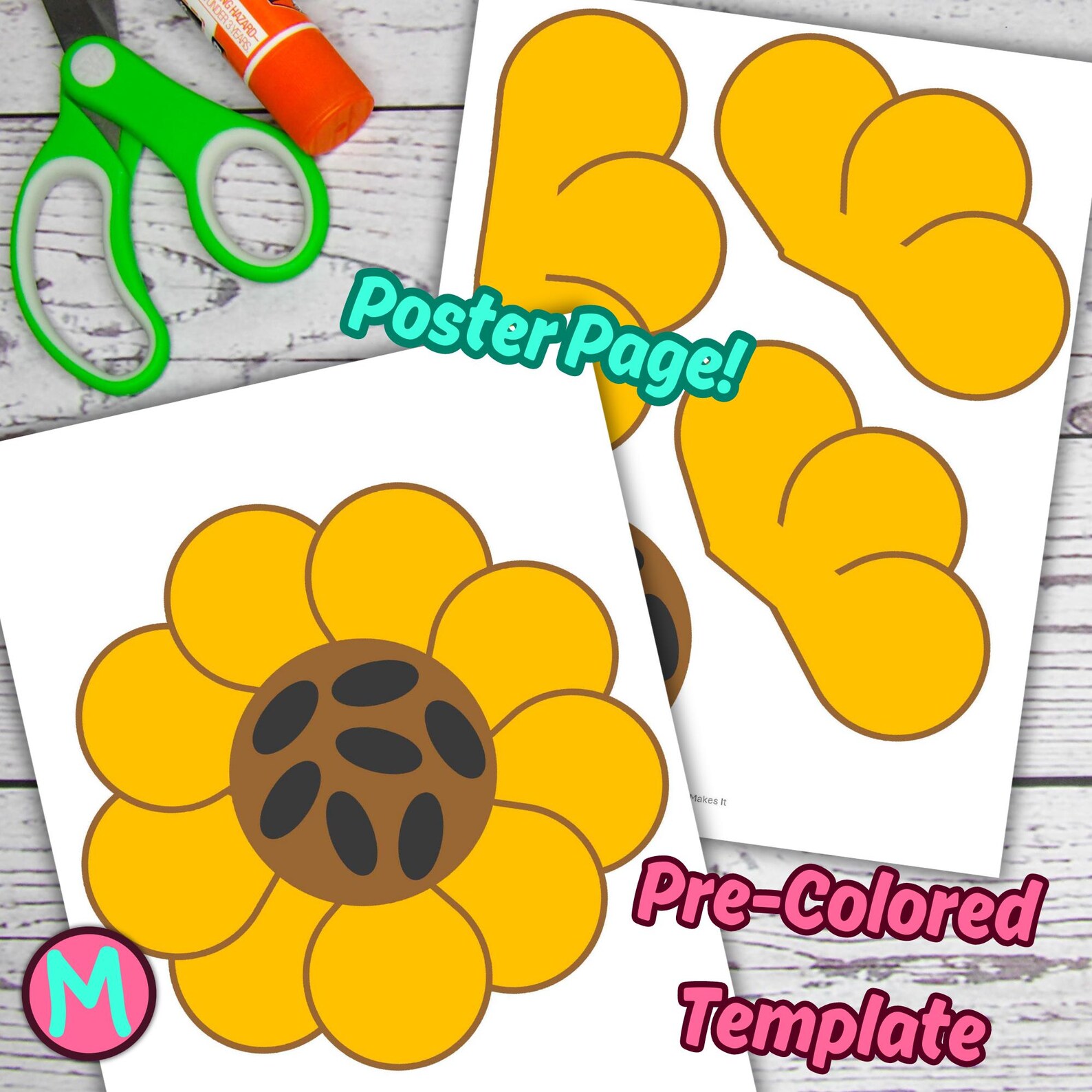 Sunflower Craft Template for Preschool, Simple Cut and Glue Toddler ...