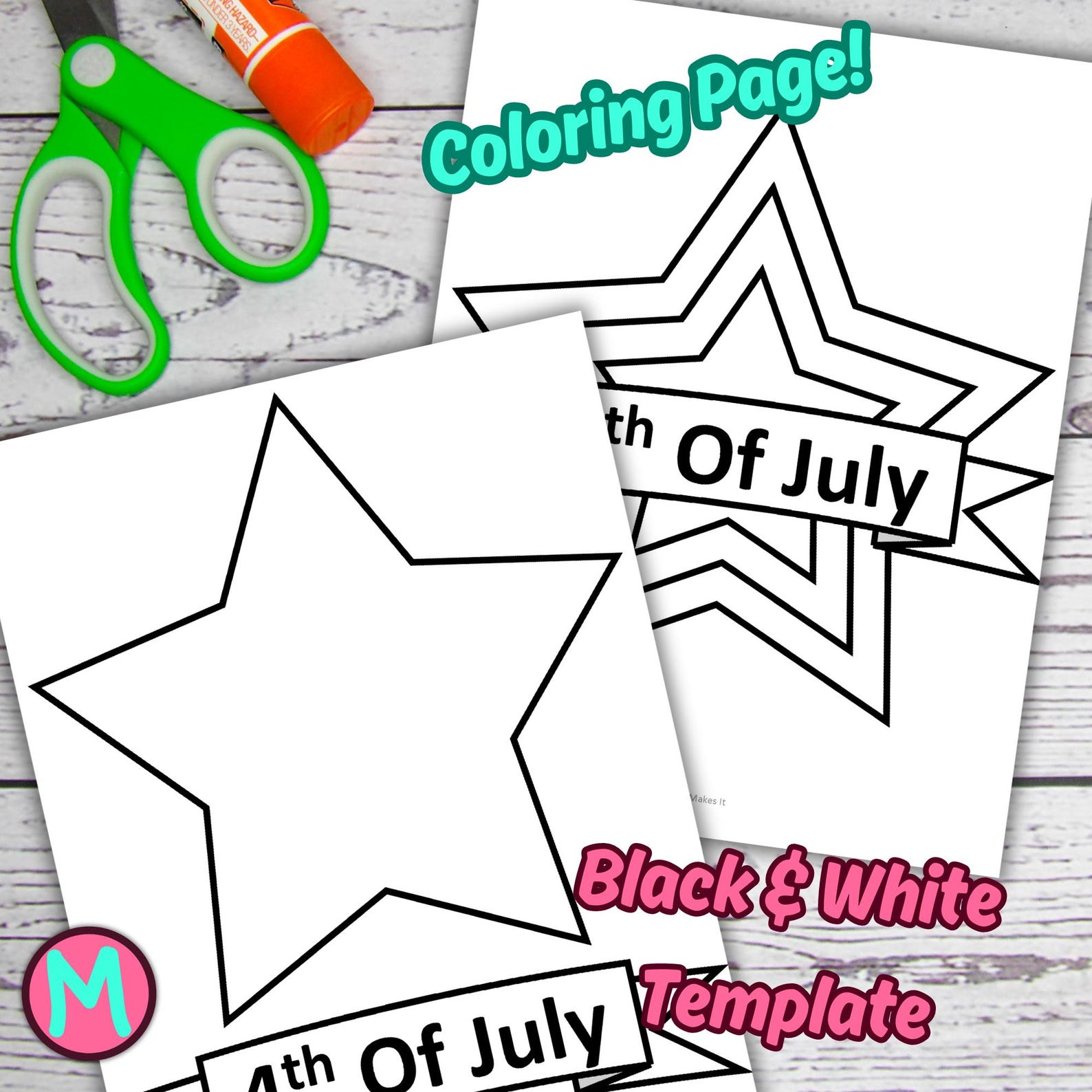 4th of July Star Craft Template, Simple Cut and Glue Toddler Craft ...