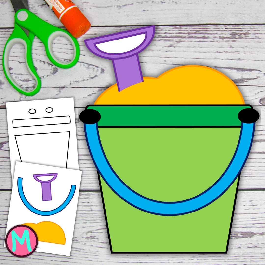 Sand Bucket Craft Template, Summer Cut and Glue Paper Craft for Kids ...