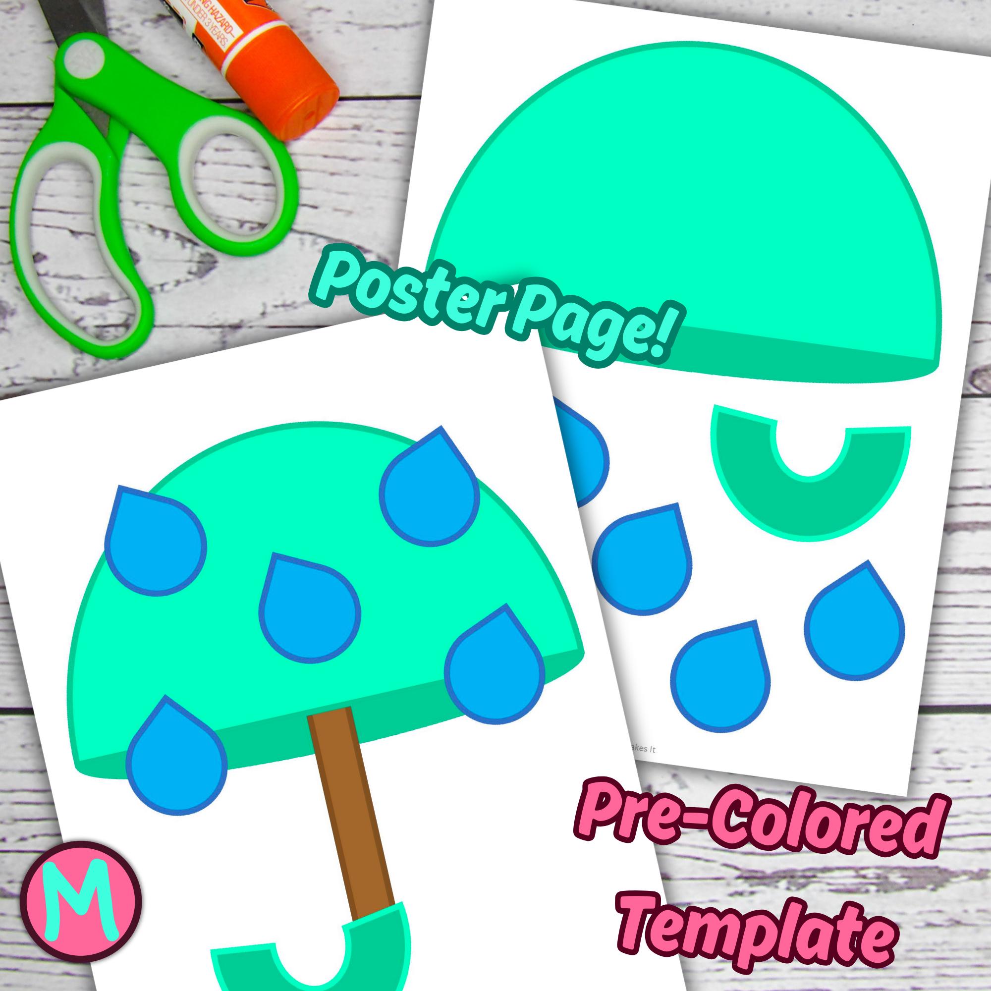Green Umbrella Craft Template: Spring Paper Craft for Kids (PDF ...