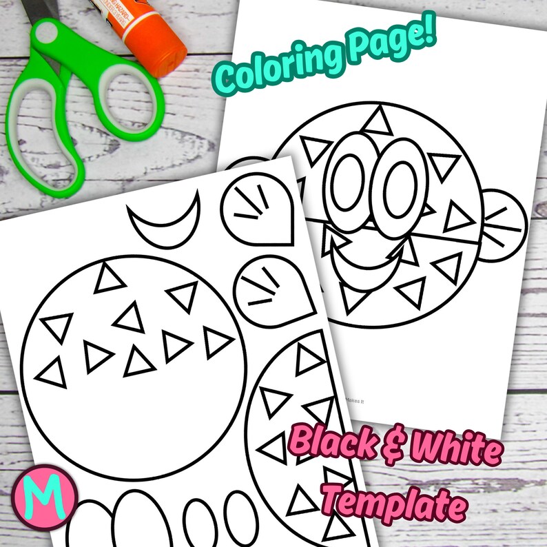 Pufferfish Craft Template: Cut & Glue Paper Craft (PDF) - Etsy