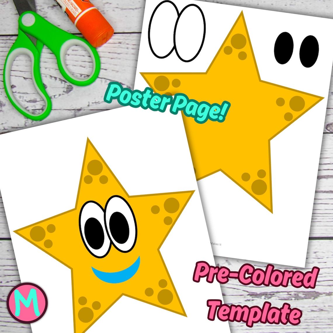 Star Craft Template for Kids: Preschool Cut and Glue Activity (PDF ...