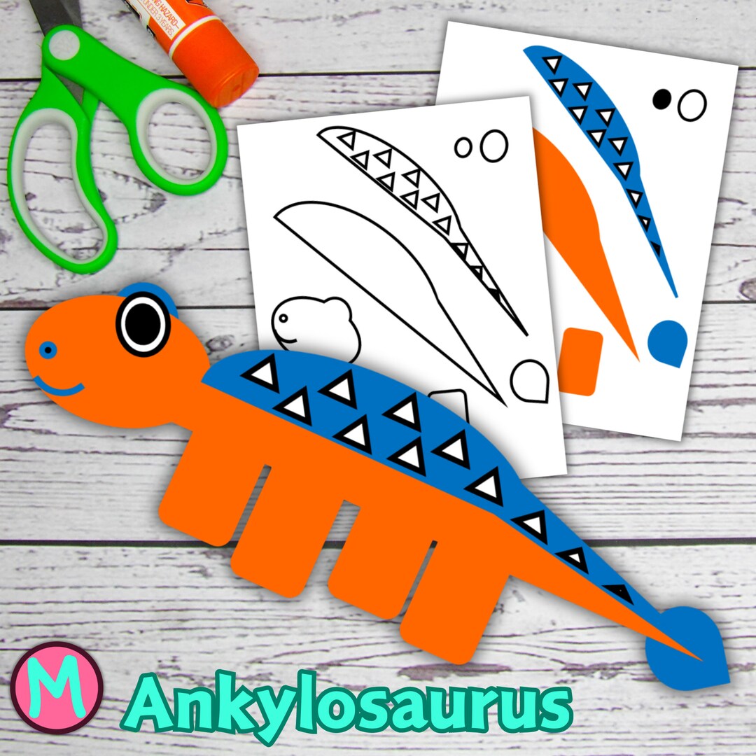 Dinosaur Craft Template, Ankylosaurus Cut and Glue Paper Craft for Kids ...