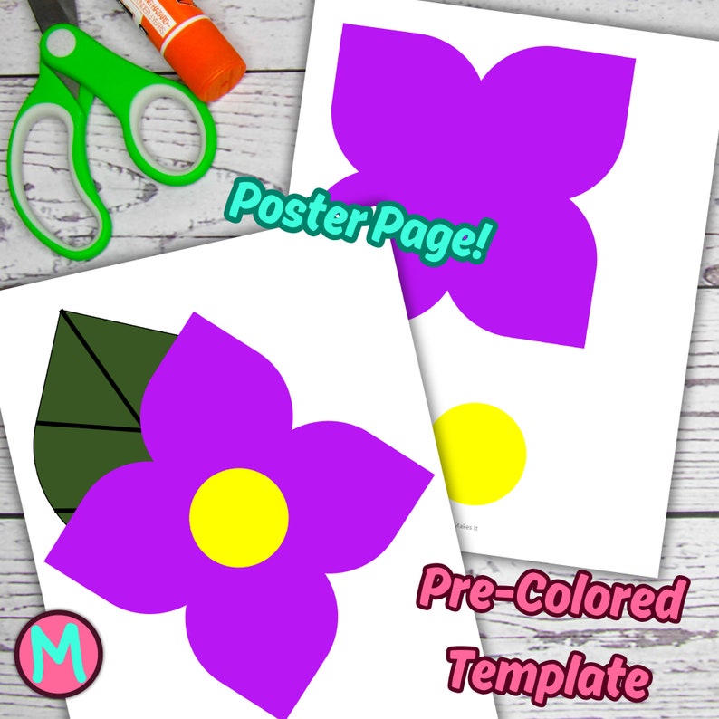 Festive Flowers Craft Template for Preschool, Simple Toddler Craft, Cut ...