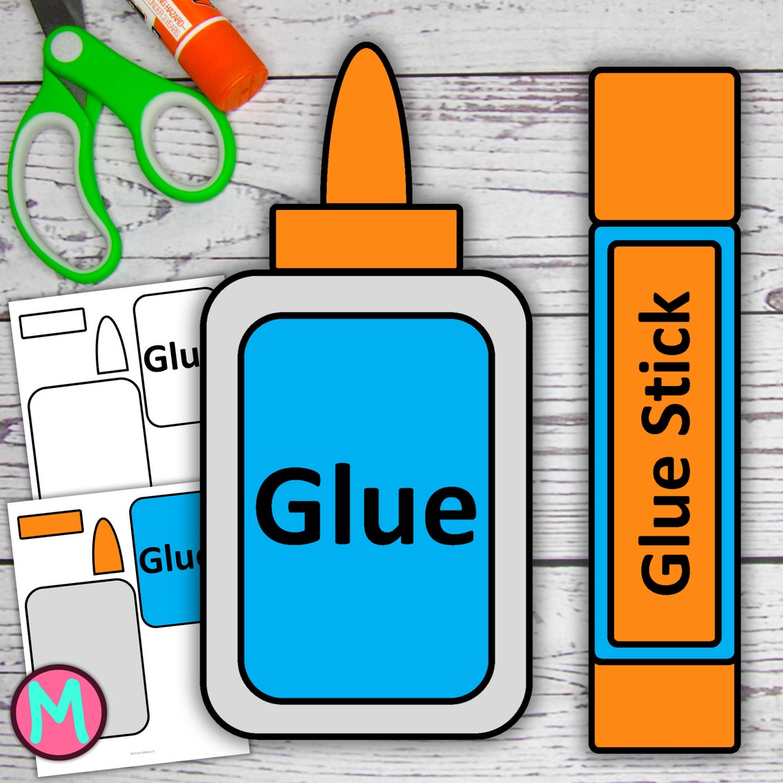 Glue Bottle and Stick Craft Template for Kids (PDF) - Etsy