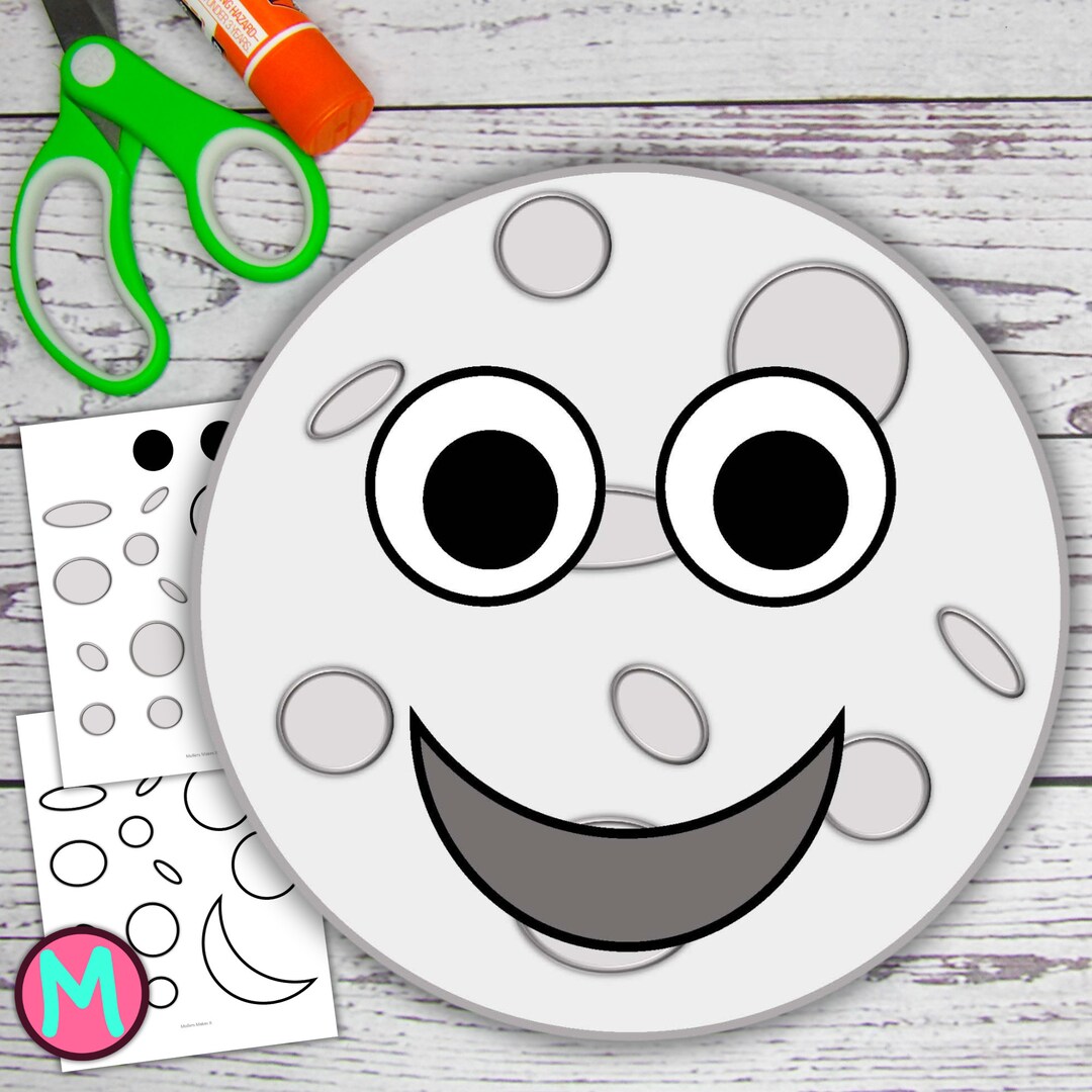 Moon Craft Template for Toddlers, Simple Cut and Glue Preschool Craft ...