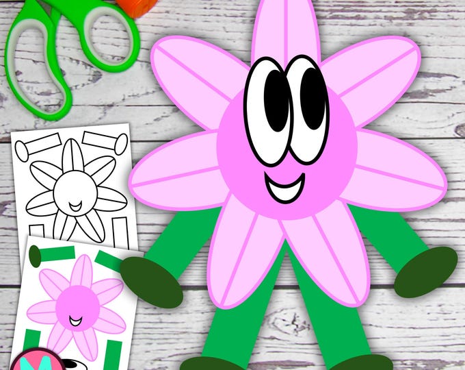 Rainbow Flower Craft Template, Printable Kids Craft, Easy Flower ...