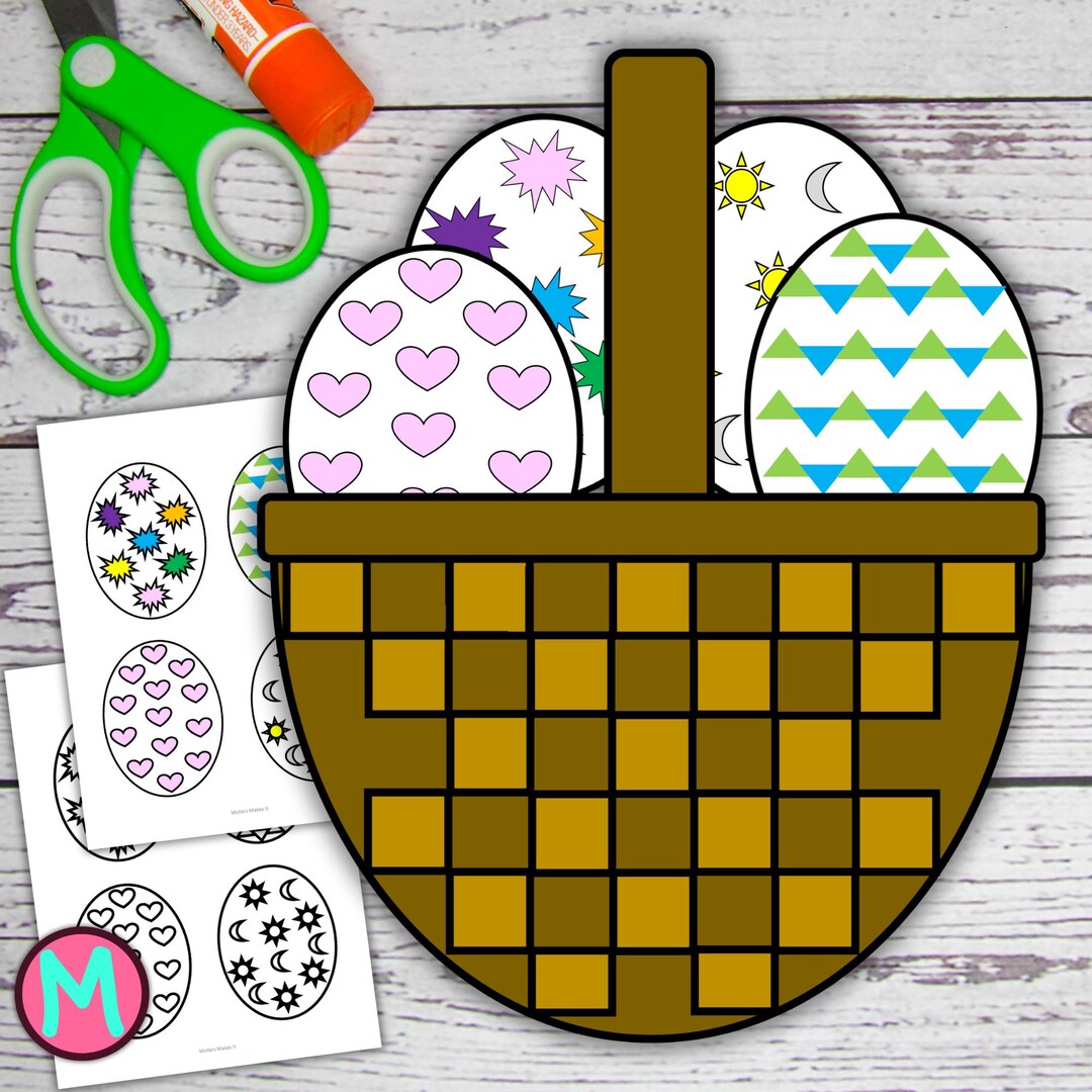 Easter Basket Craft Template for Kids in Preschool, Kindergarten ...