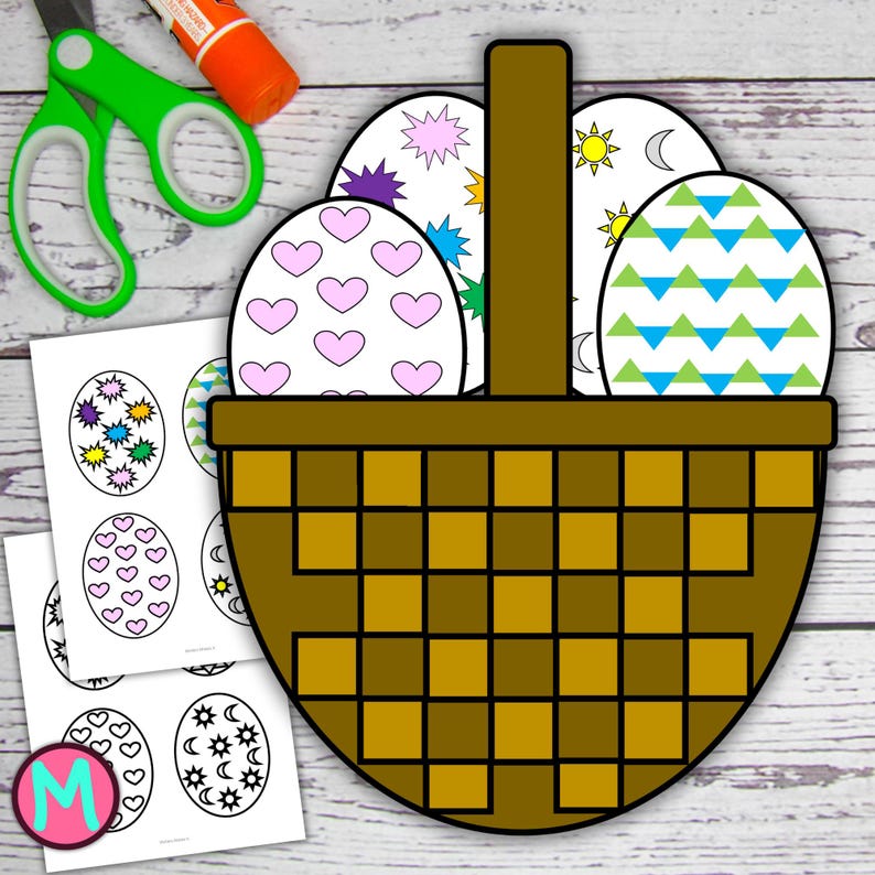 Easter Basket Craft Template for Kids in Preschool, Kindergarten ...