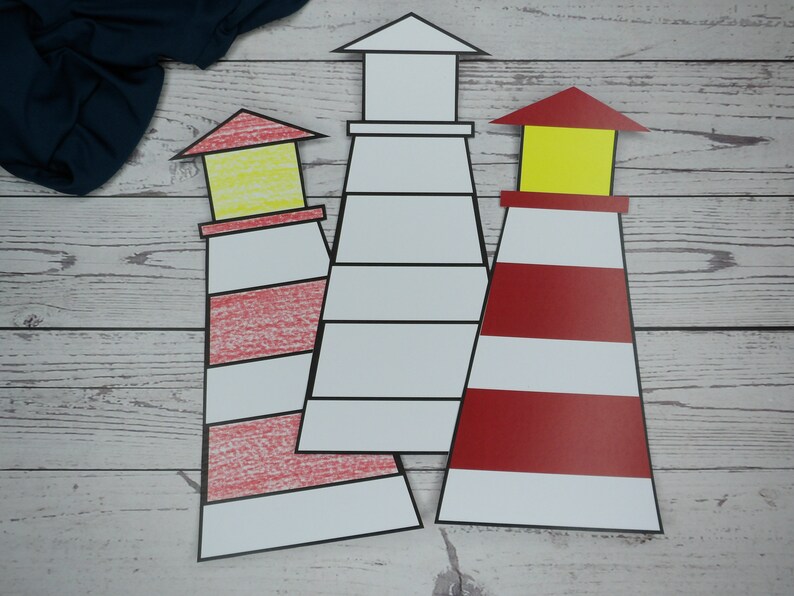 Lighthouse Craft Template for Kids, Pattern for Preschool, Kindergarten ...