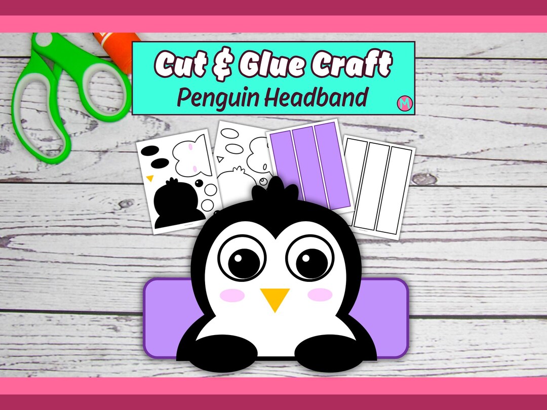 Penguin Headband Craft Template, Printable Cut and Glue Paper Craft for ...