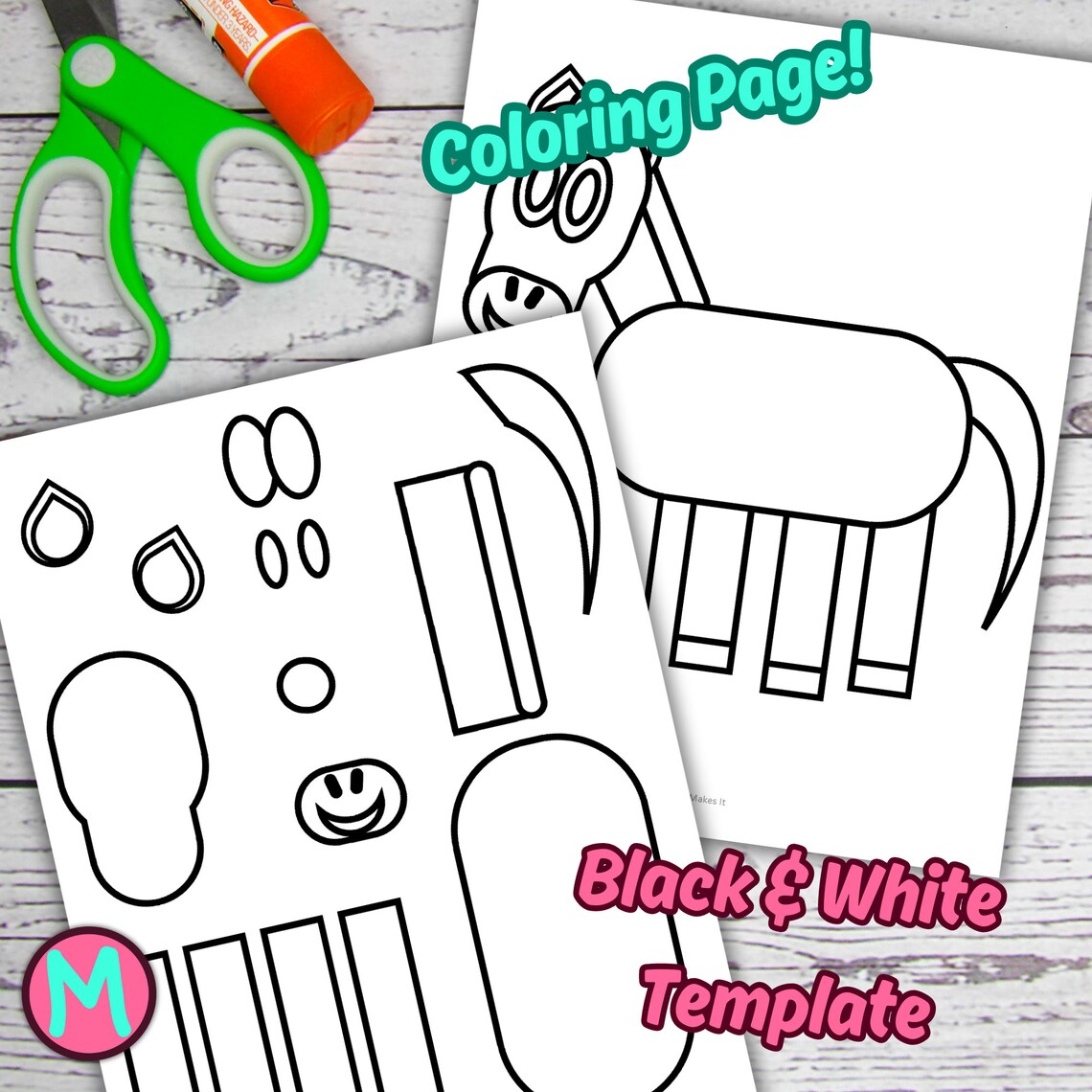 Horse Craft Template: Cut and Glue Farm Activity (PDF) - Etsy