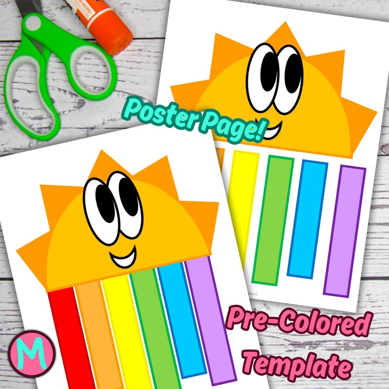 Sun and Rainbow Craft Template: Cut & Glue Activity (PDF Download - Etsy