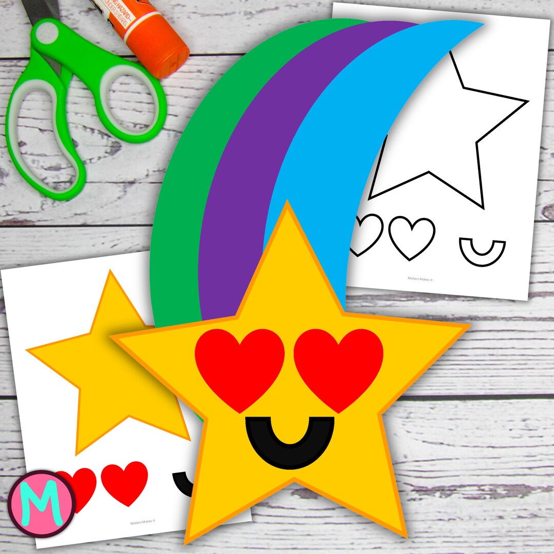 Shooting Star Craft Template, Printable Cut and Glue Paper Craft for ...