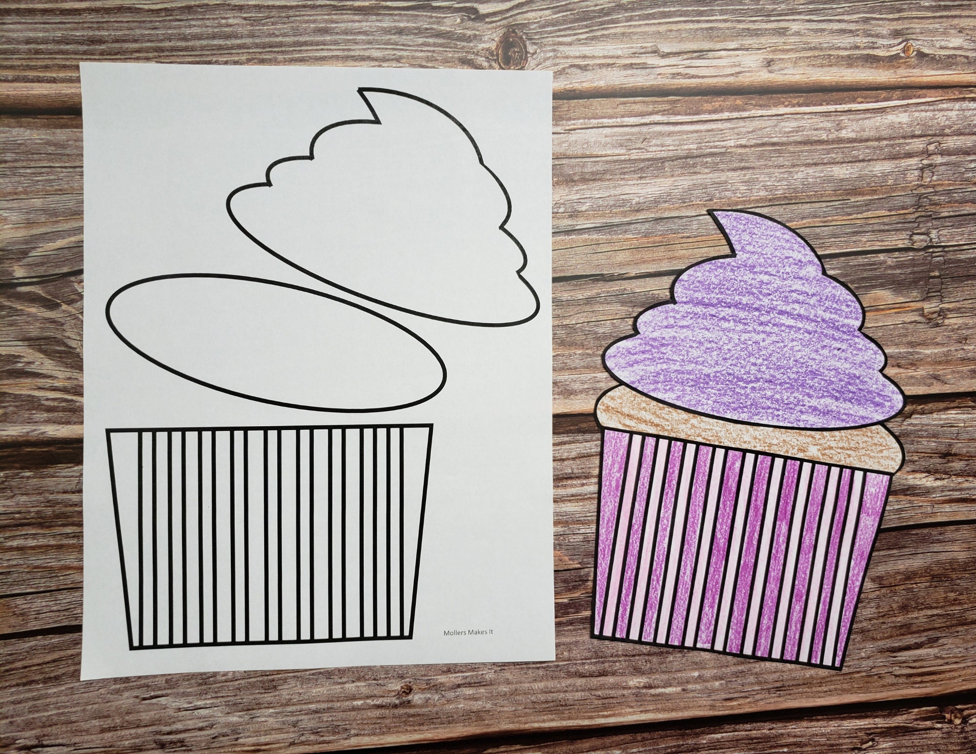 Carefree Cupcake Craft Template for Kids, Preschool, Kindergarten ...