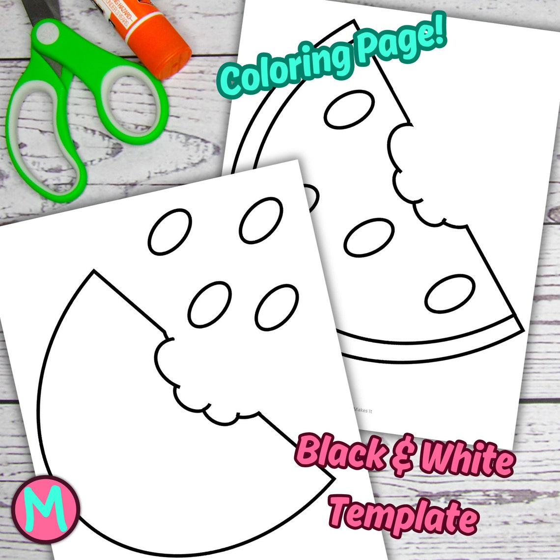 Watermelon Craft Template for Kids, Cut and Glue Craft Template ...