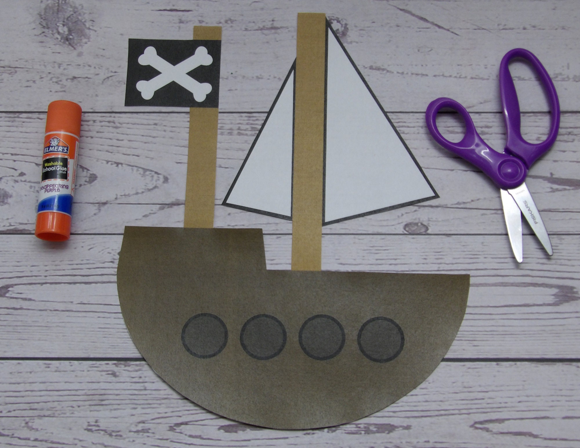 Pirate Ship Paper Craft Pattern Template for Kids in Preschool ...