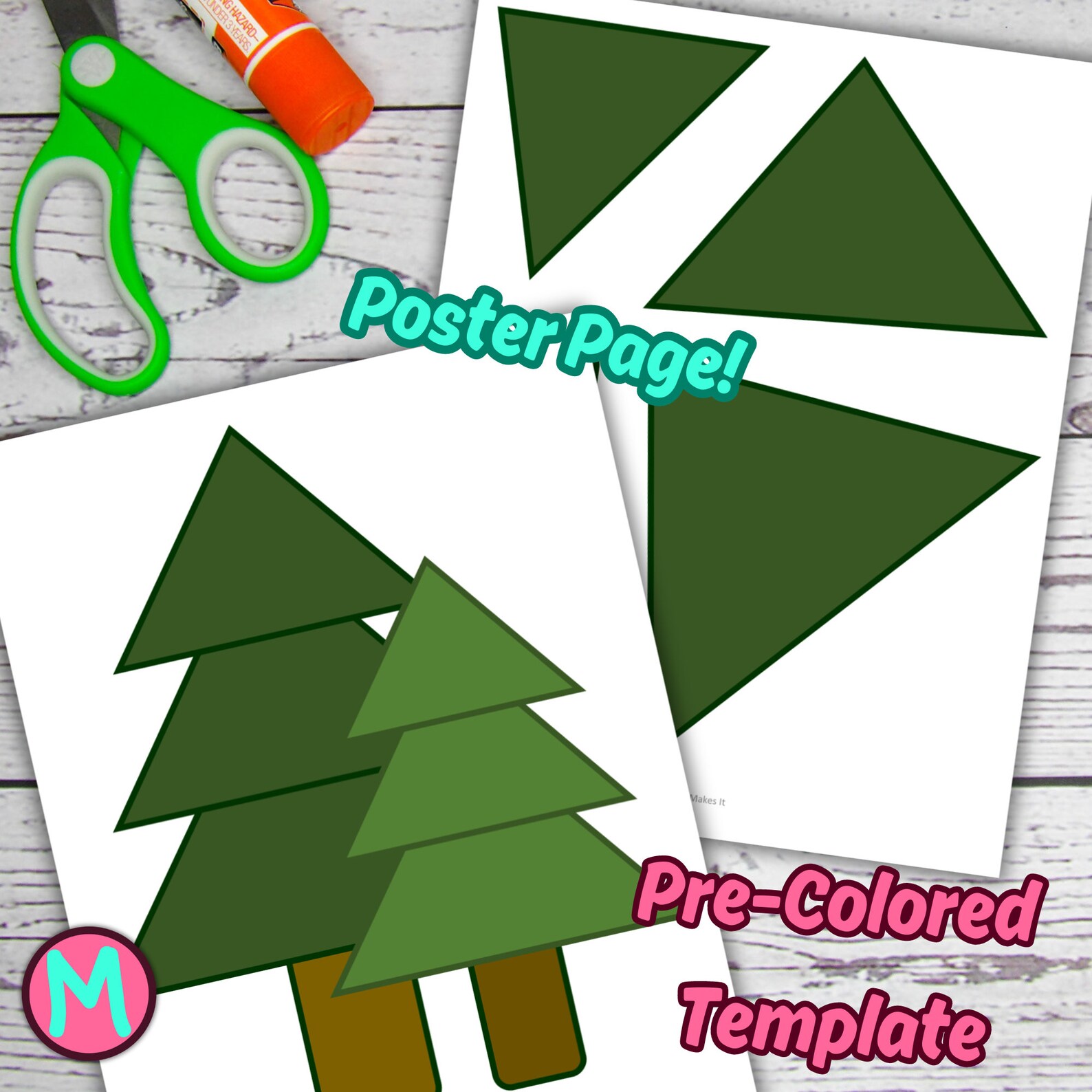 Pine Tree Craft Template: Kids' Cut & Glue Activity (PDF) - Etsy
