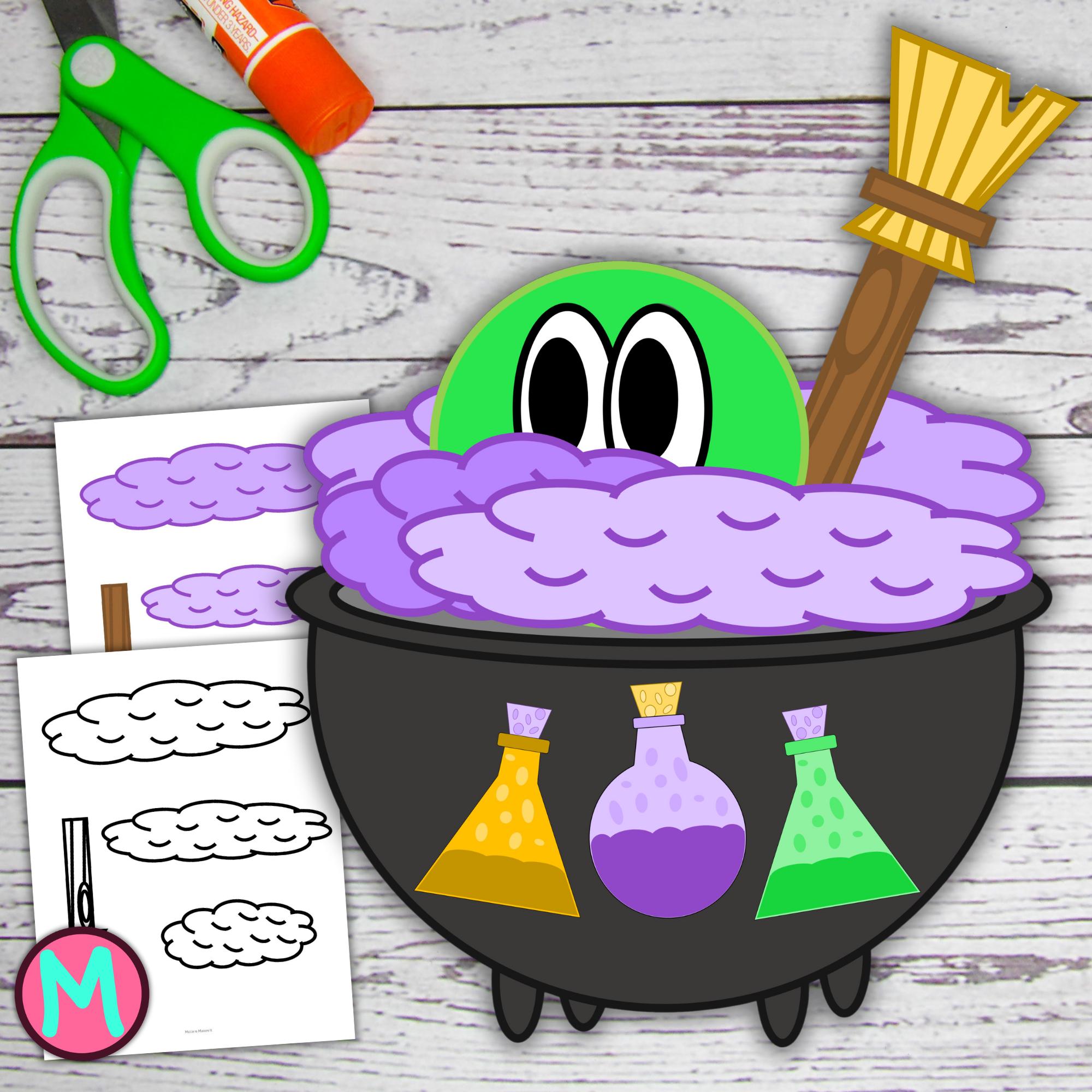 Witch Cauldron Craft Template for Halloween, Simple Preschool Craft for ...