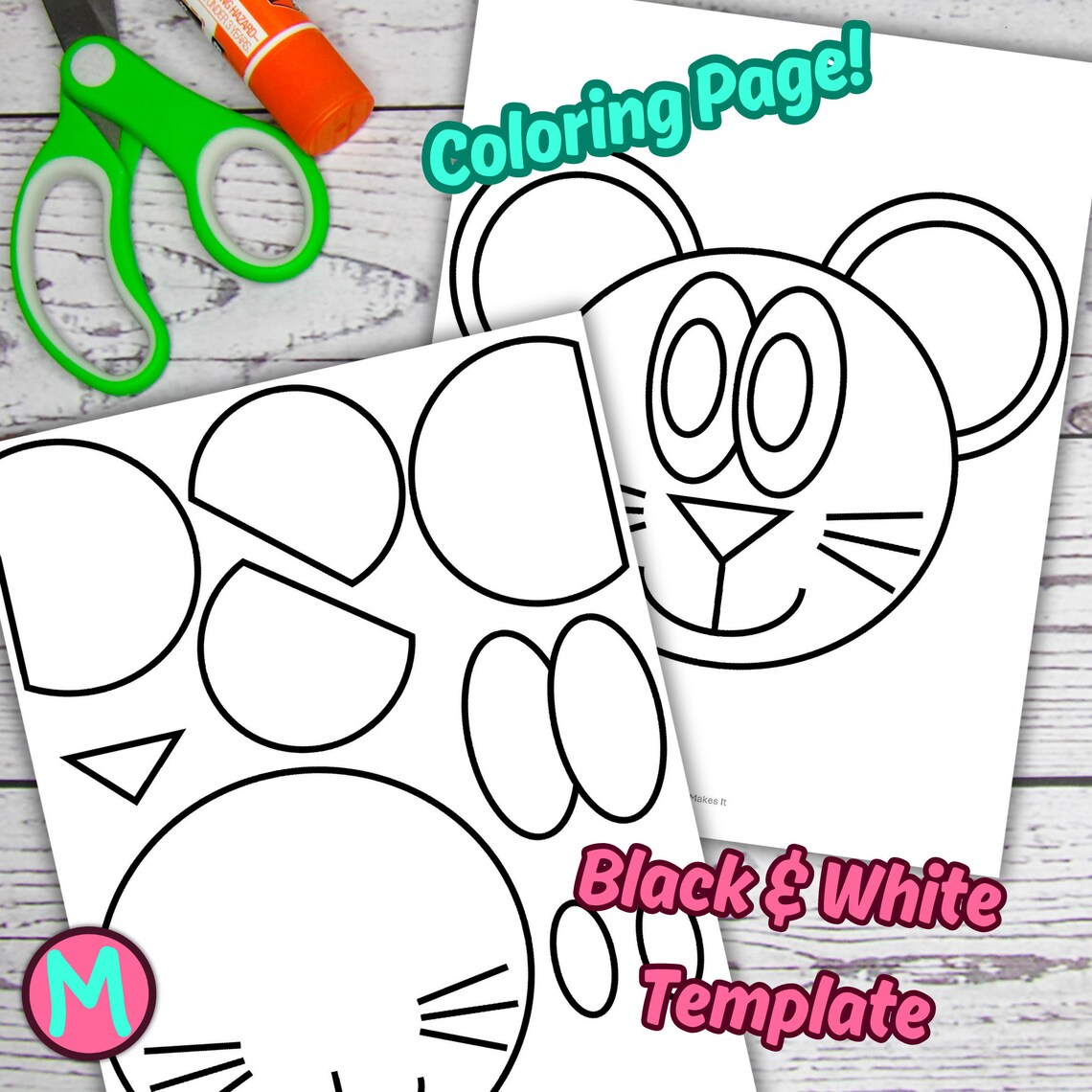 Mouse Craft Template, Simple Toddler Craft, Preschool Cut and Glue ...