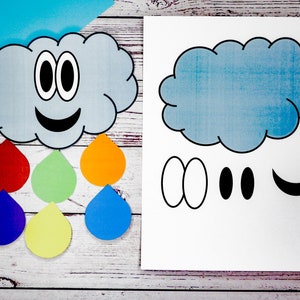 Rain Drop Cloud Craft Template: Printable Cut and Glue Paper Craft for ...