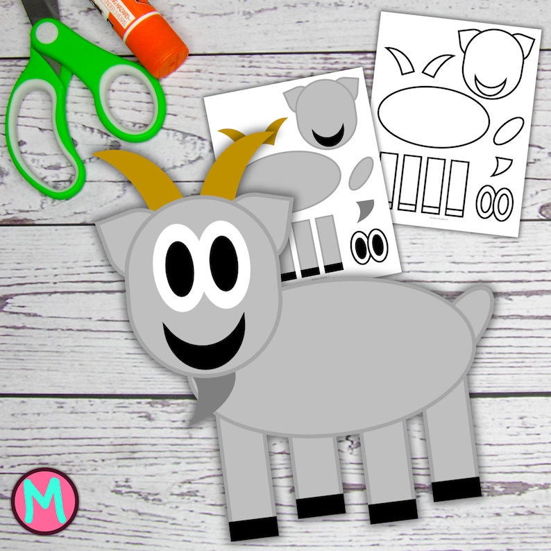 Goat Craft Template, Cut and Paste Craft for Kids, Preschool Activity ...