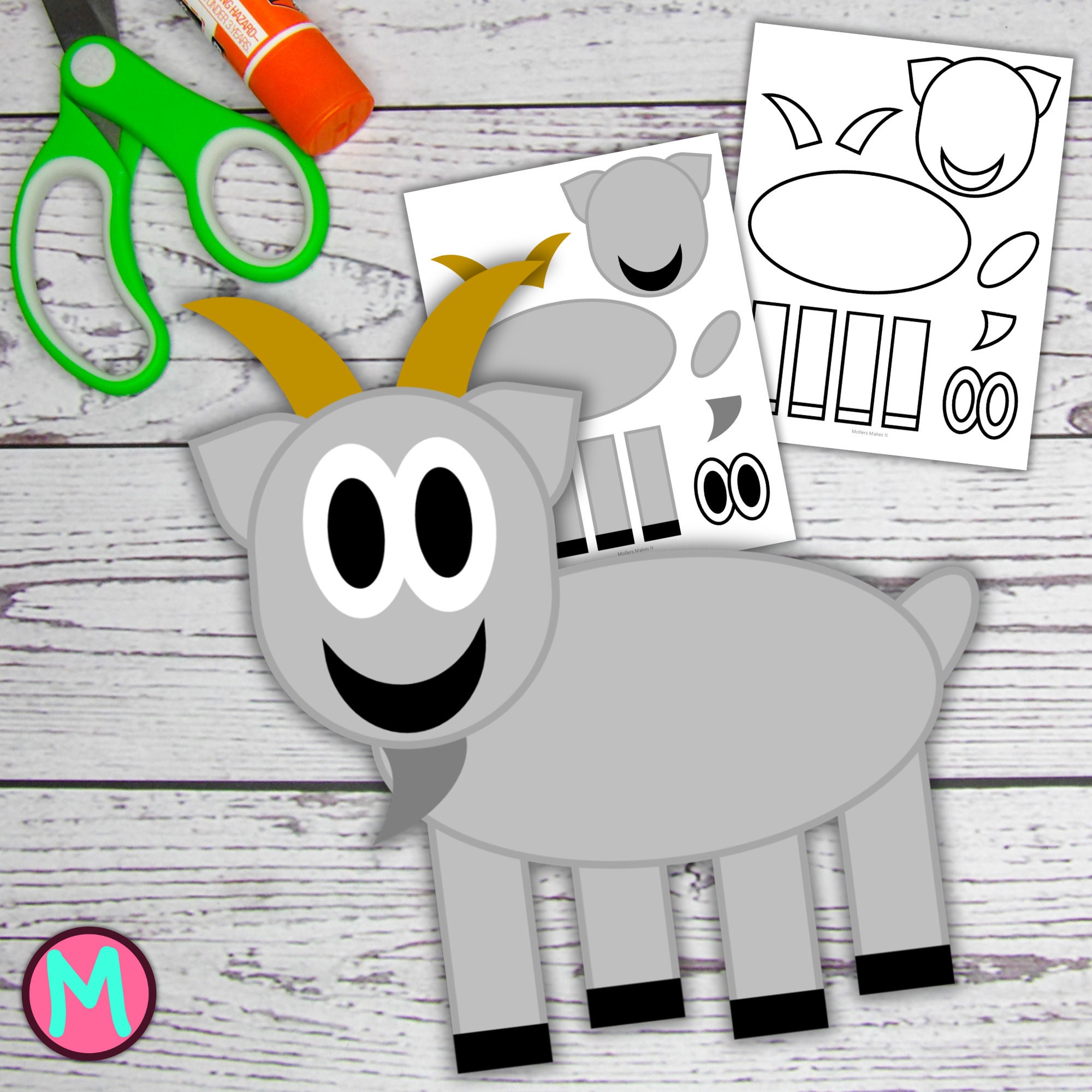 Goat Craft Template, Cut and Paste Craft for Kids, Preschool Activity ...