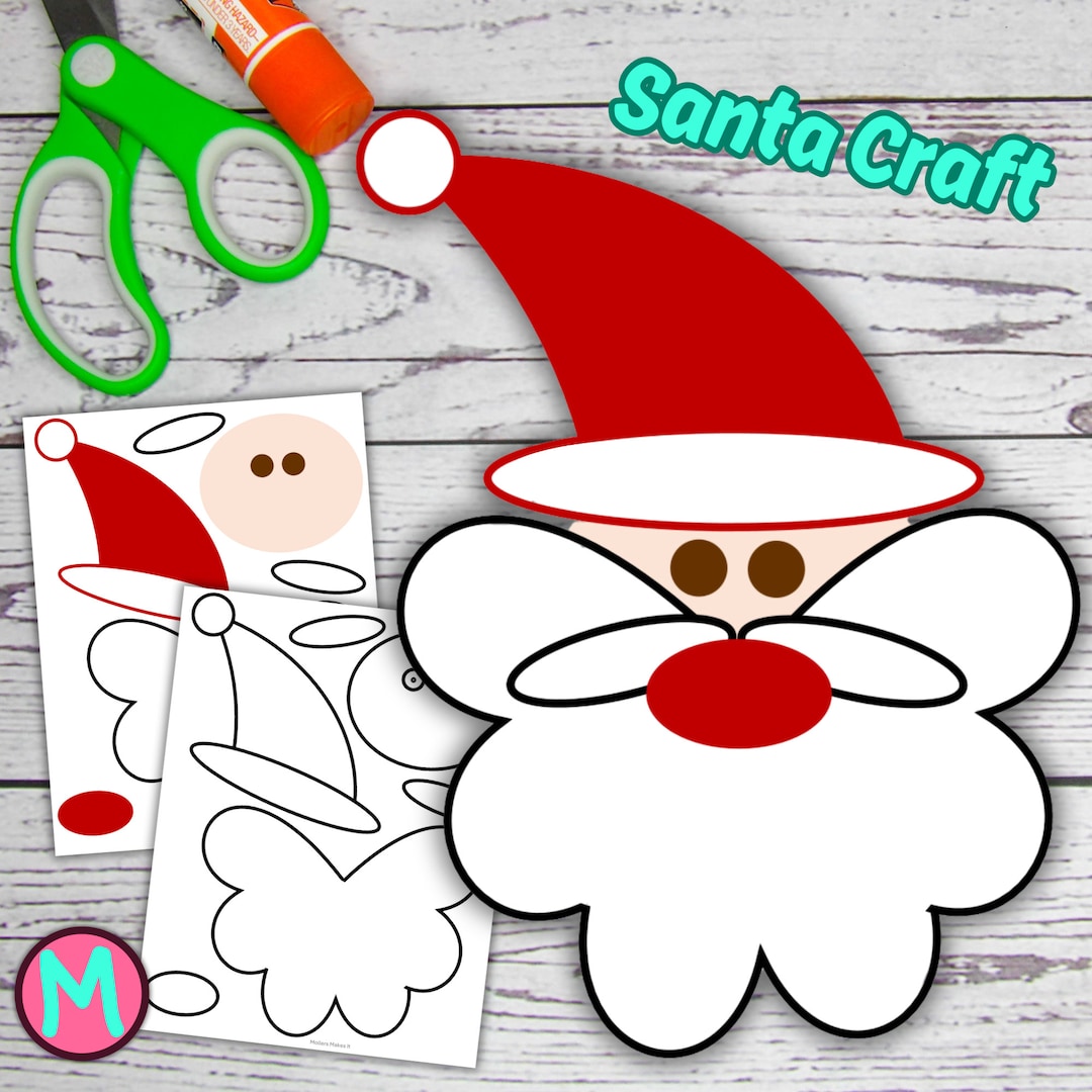 Santa Craft Template for Kids, Cut and Glue Santa Craft for Preschool ...