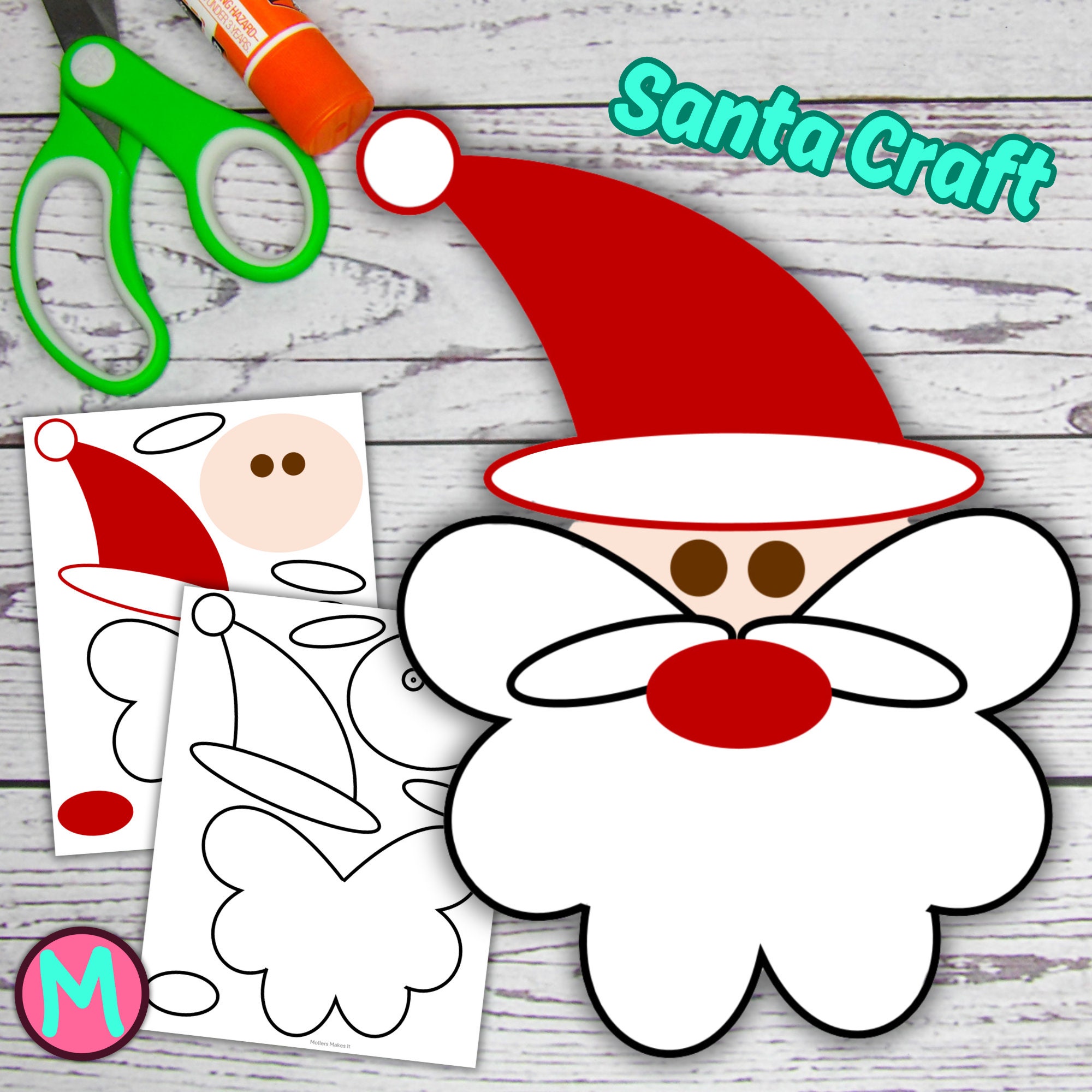 Santa Craft Template for Kids, Cut and Glue Santa Craft for Preschool ...