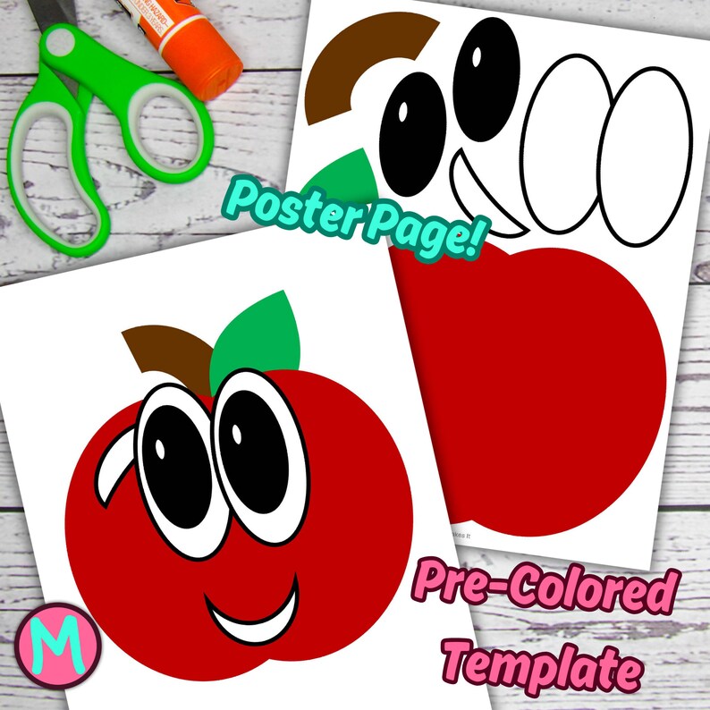 Apple Craft Template: Cut & Glue Paper Craft (PDF) - Etsy