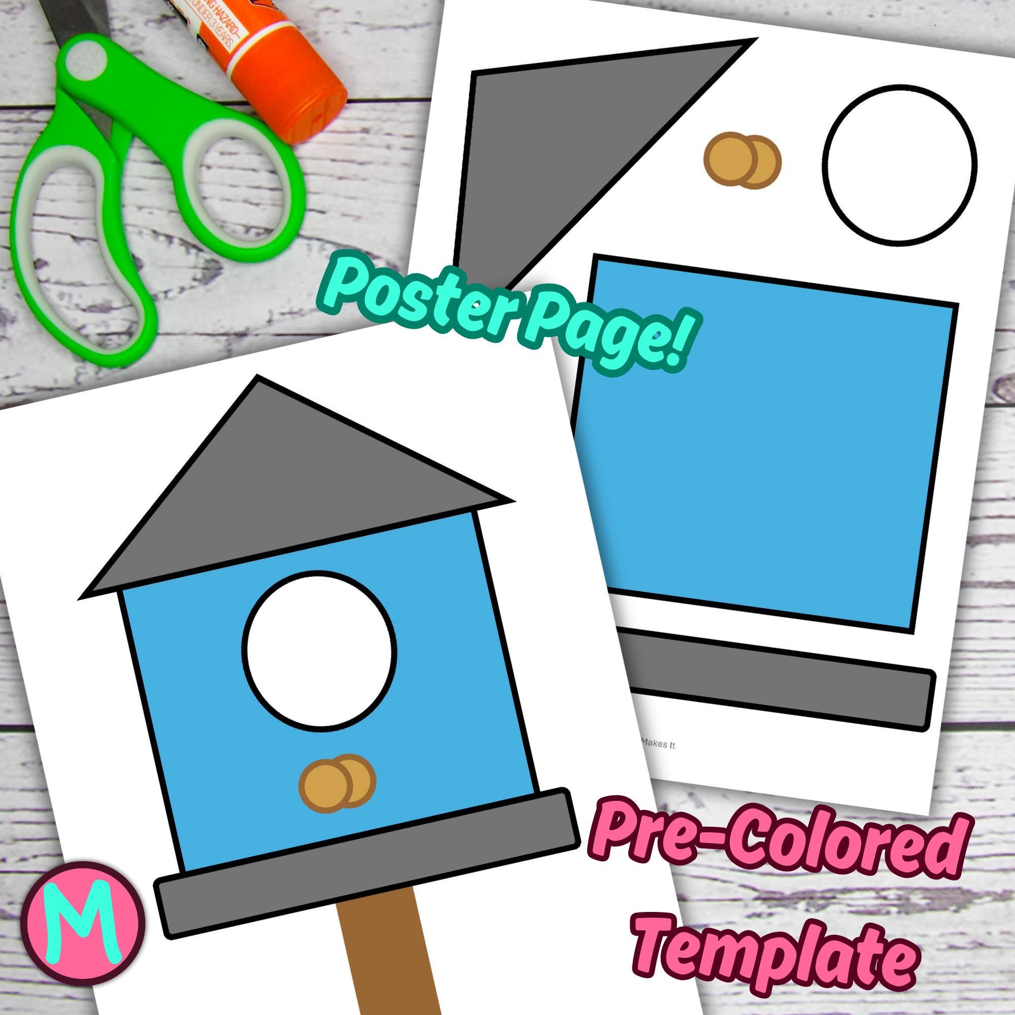 Birdhouse Craft Template for Preschool, Simple Toddler Birdhouse Craft ...