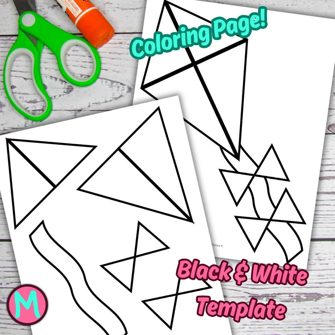 Kite Craft Template, Cut and Glue Craft for Kids, Simple Toddler Craft ...