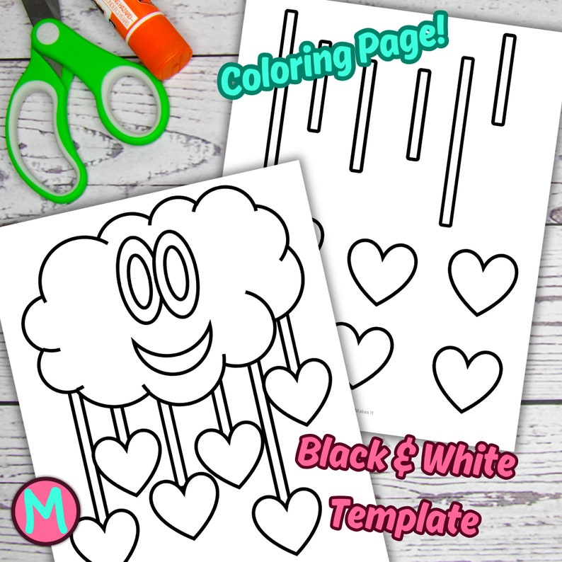 Heart Cloud Craft Template, Cut and Glue Activity for Preschool ...