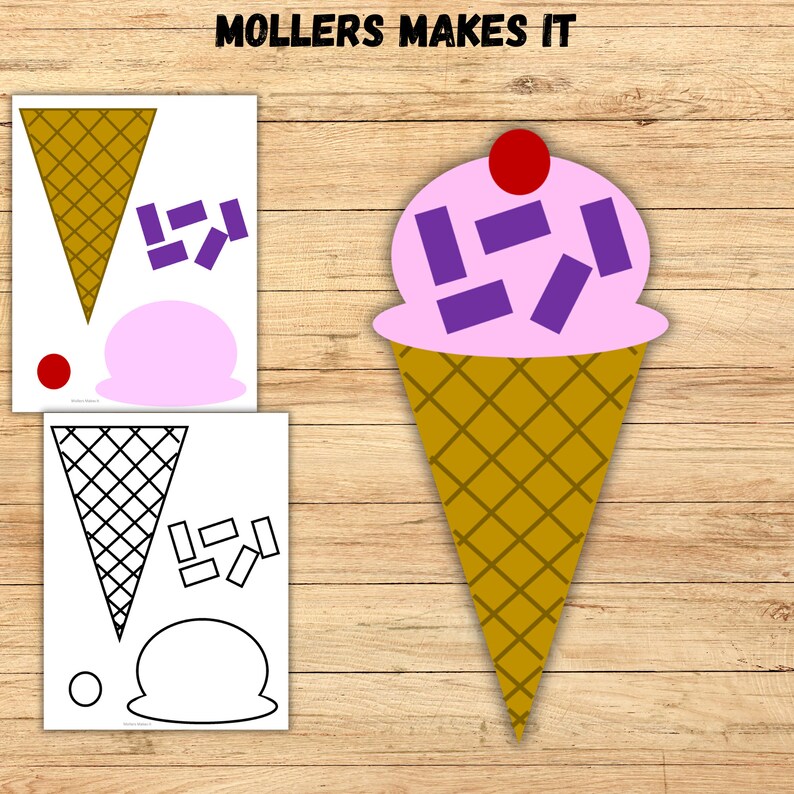 Ice Cream Craft Template for Kids, Preschool, Kindergarten, Elementary ...