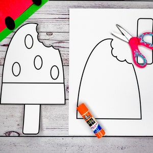 Watermelon Popsicle Craft Template: Cut & Glue Activity (PDF) - Etsy