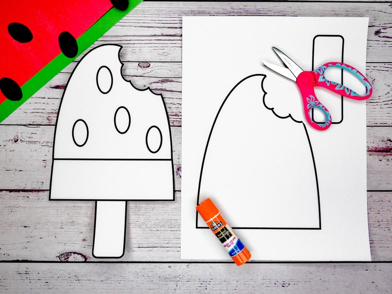 Watermelon Popsicle Craft Template: Cut & Glue Activity (PDF) - Etsy