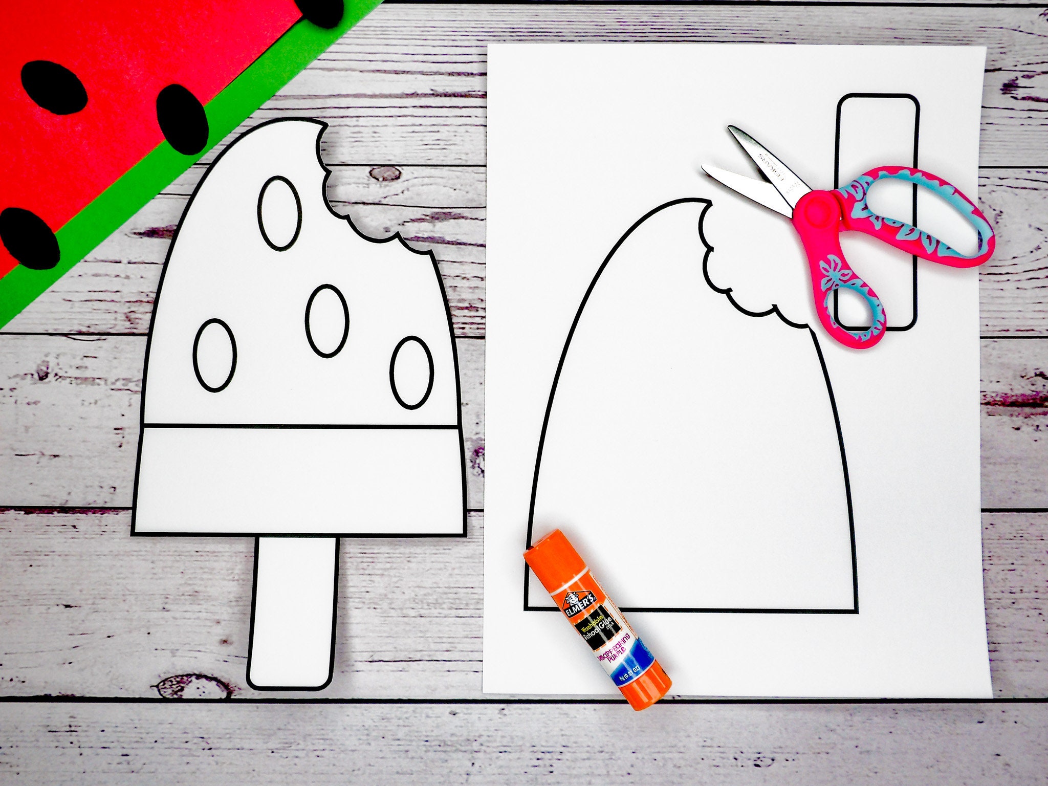 Watermelon Popsicle Craft Template: Cut & Glue Activity (PDF) - Etsy