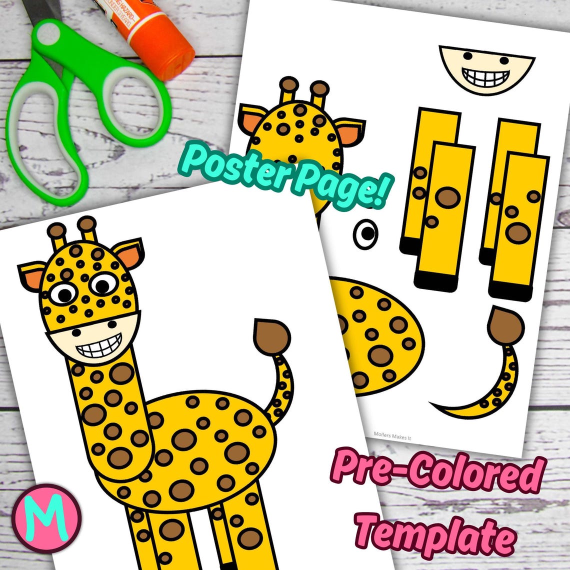 Gallant Giraffe Craft Template for Kids in Preschool, Simple Cut and ...