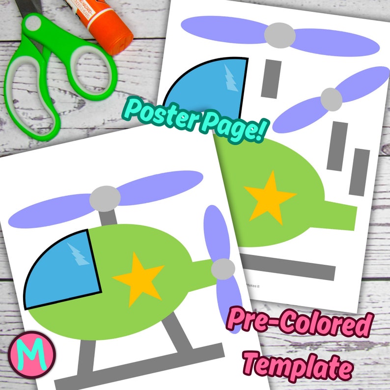 Helicopter Craft Template: Cut & Glue Paper Craft (PDF) - Etsy