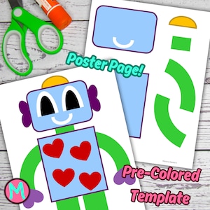 Valentine Robot Craft Template: Cut & Glue Paper Craft (PDF) - Etsy