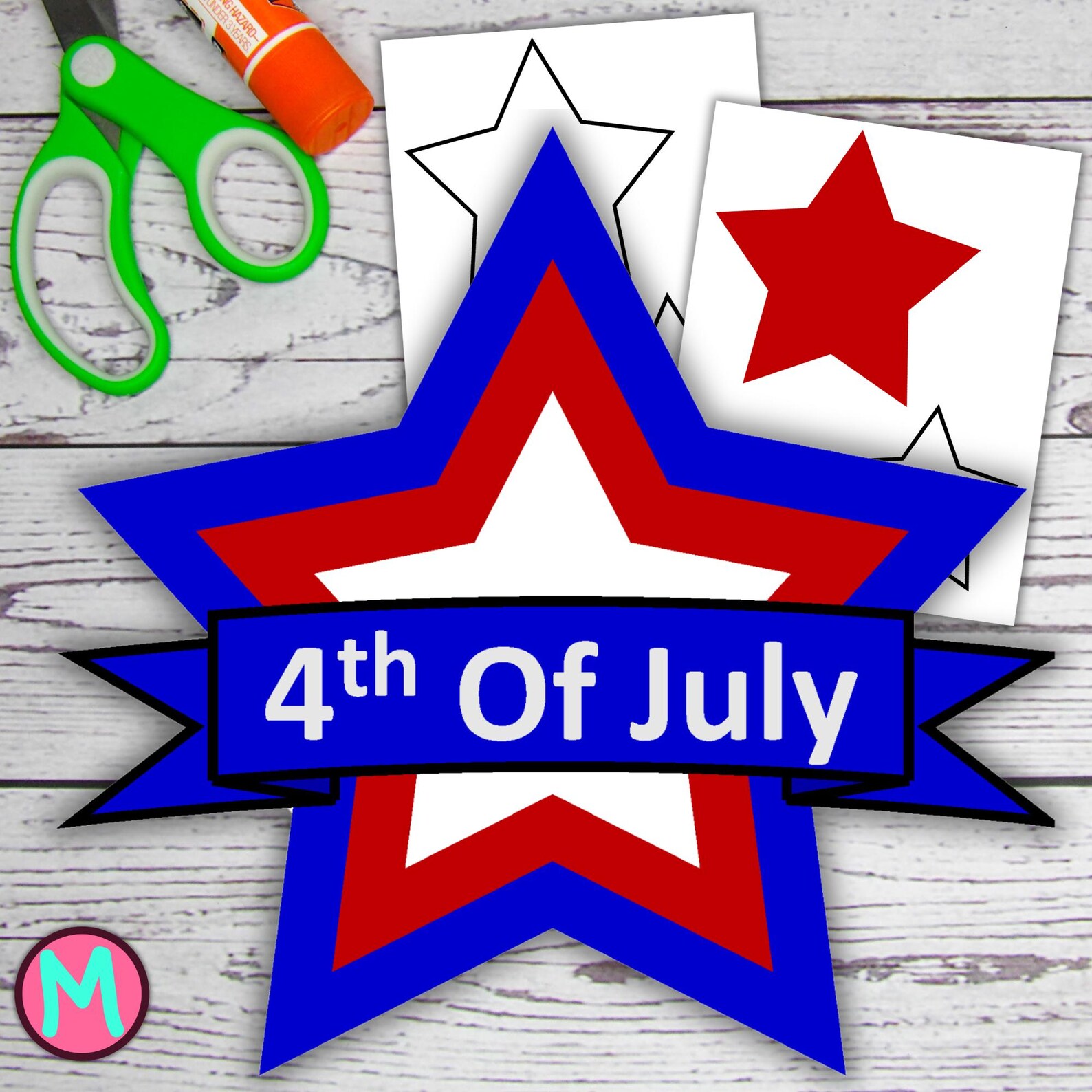 4th of July Star Craft Template, Simple Cut and Glue Toddler Craft ...