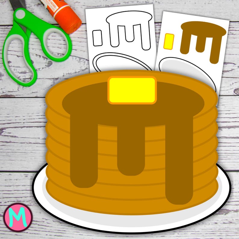 Pancake Craft Template: Printable Food Cut & Glue Paper Craft for Kids ...